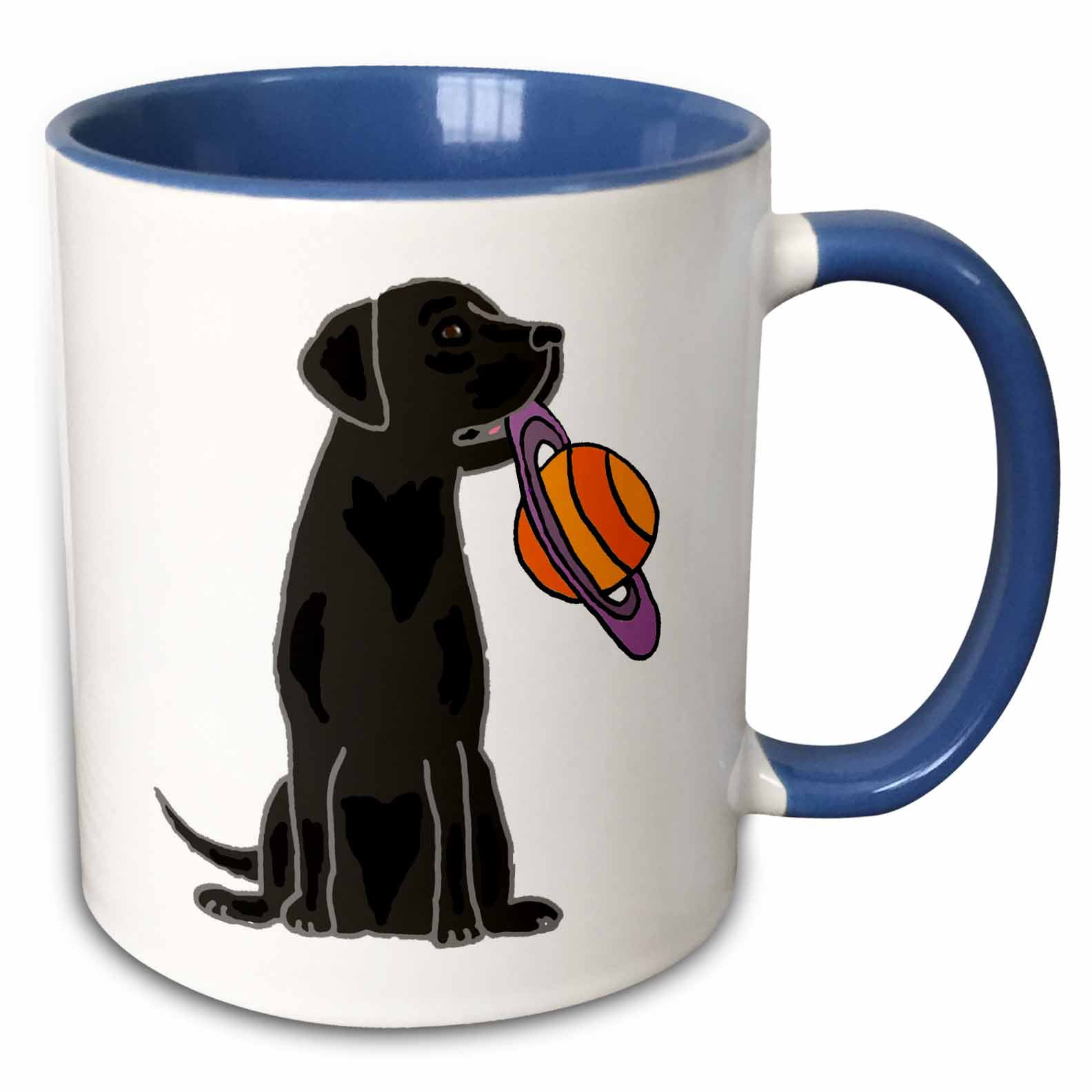 3drose, Funny Black Labrador Retriever Dog with Saturn Planet as Flying ...