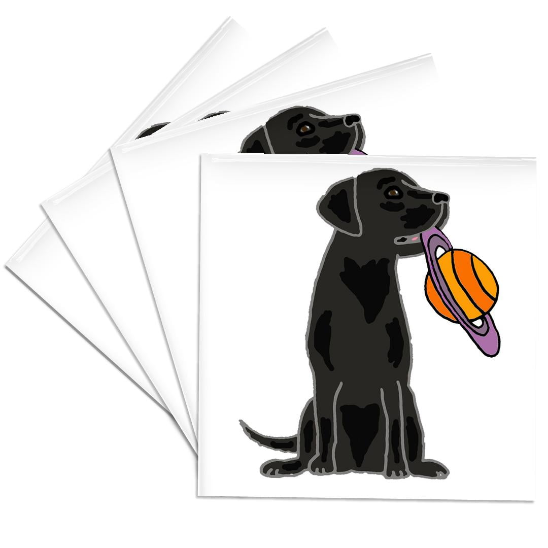3drose, Funny Black Labrador Retriever Dog with Saturn Planet as Flying ...