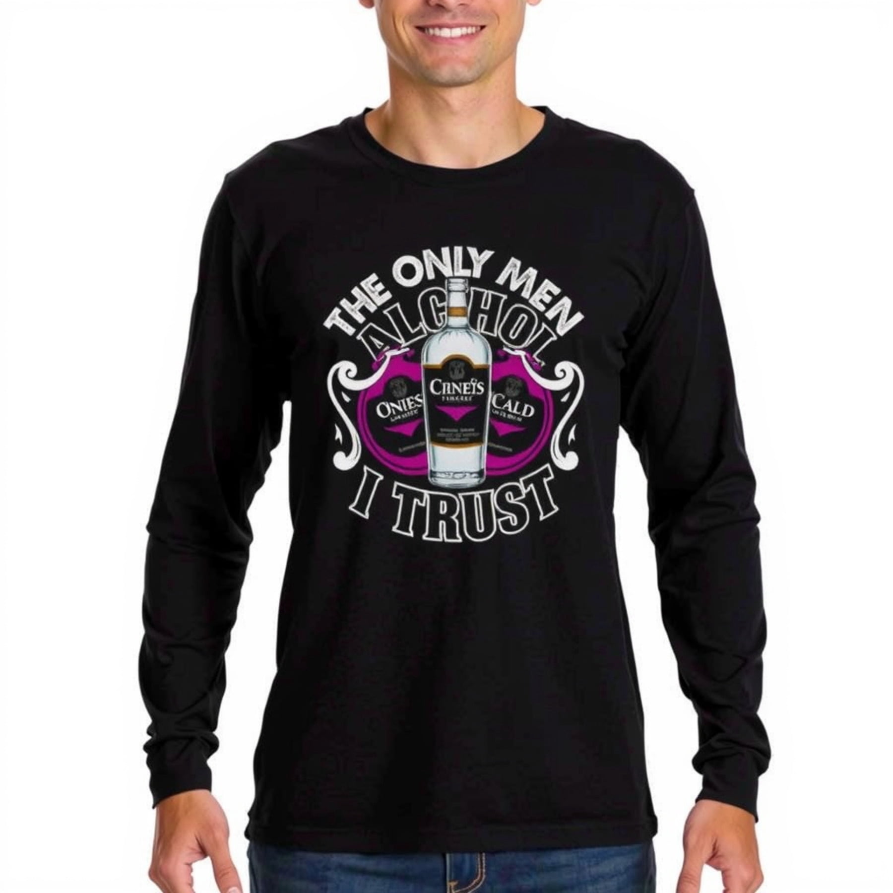 Funny Black Long Sleeve T-Shirt: 'The Only Men I Trust Are ' - Humorous ...