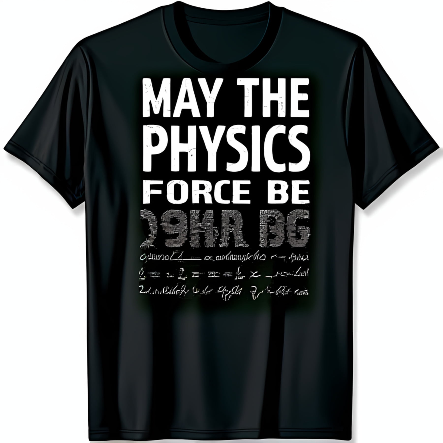 Funny Black T-Shirt May the Physics Force Be With You with Handwritten ...