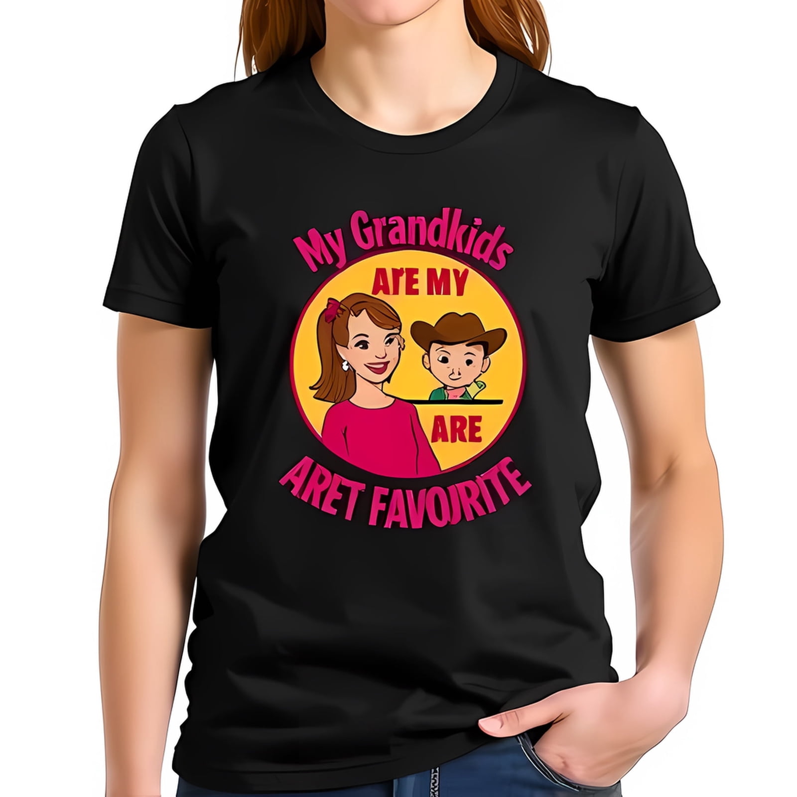 Funny Black T-Shirt for Grandparents - My Are My Favorite"with Cute ...