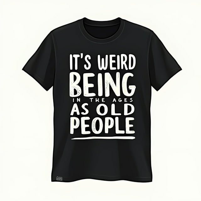 Funny Black T-Shirt with Bold Hand Drawn Graphic: 'IT'S WEIRD BEING IN ... Funny Black T-Shirt with Bold Hand Drawn Graphic: 'IT'S WEIRD BEING IN ...