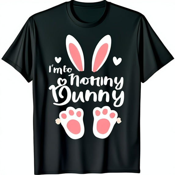 Funny Black T-Shirt with Cute Rabbit Design Ears - Walmart.com
