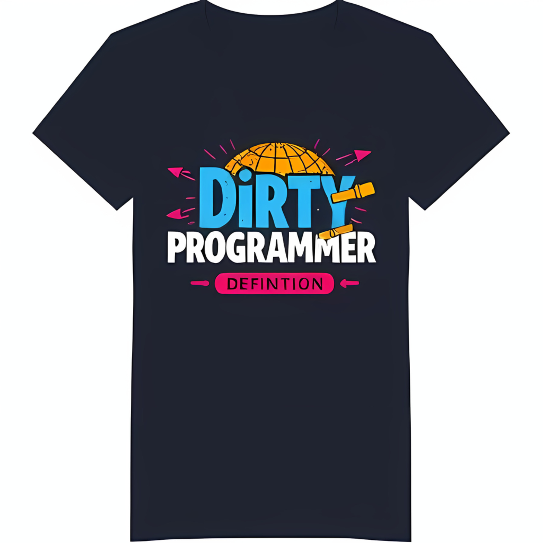Funny Black T-Shirt with 'Dirty ' Graphic & Coding Globe Design ...