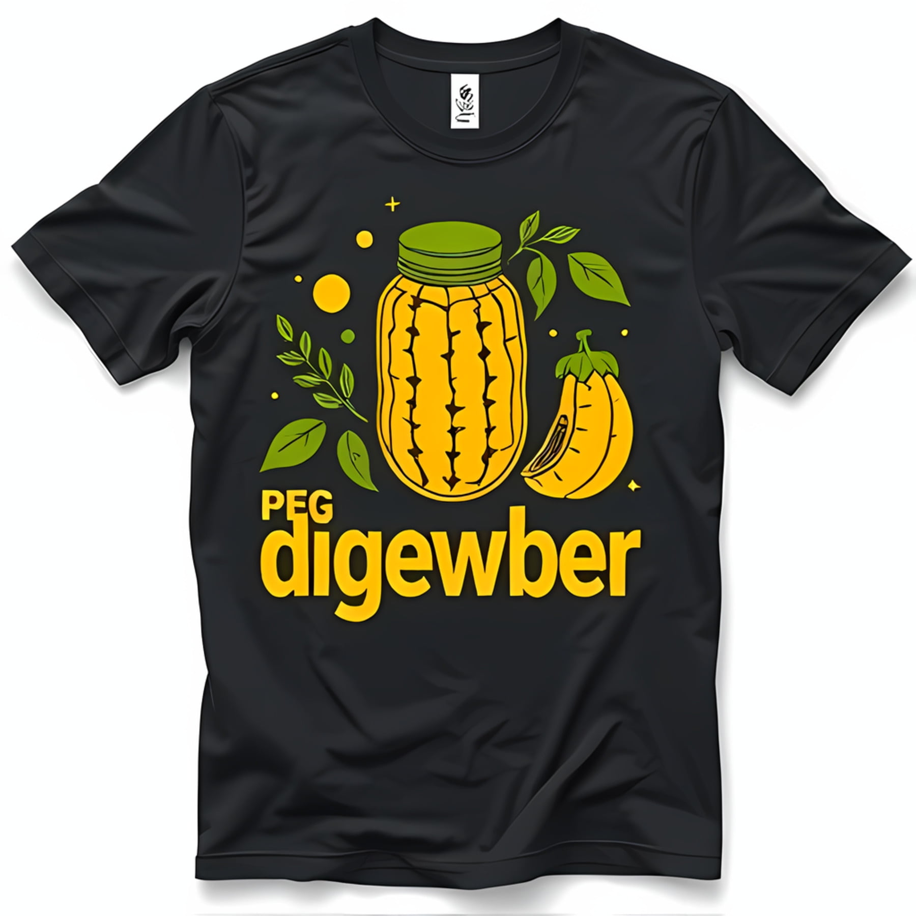 Funny Black T-Shirt with Pickled Cucumbers Banana & 'PEG digewber ...