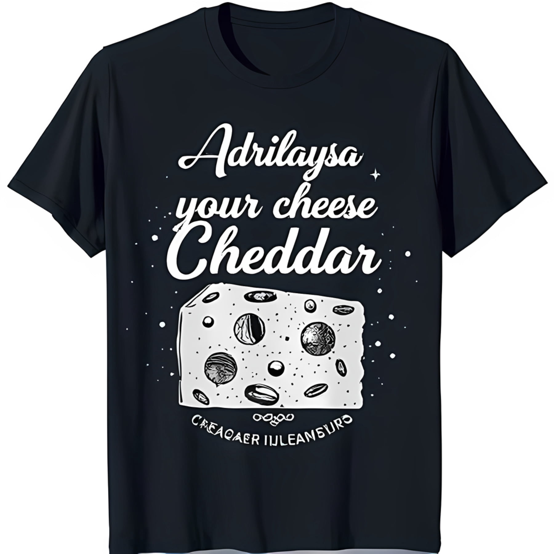 Funny Black T-Shirt with White Cheese Graphic & 'Adrilaysa Your Cheese ...