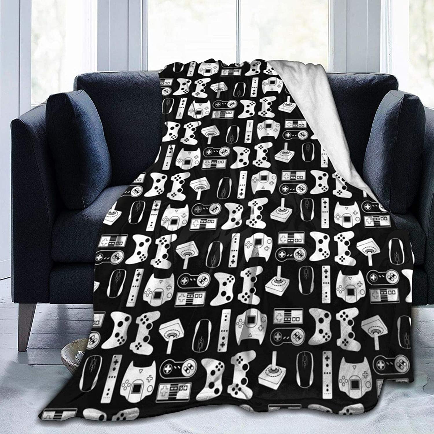 Funny Black Video Game Weapon Console Gamer Blankets and Throws Super ...