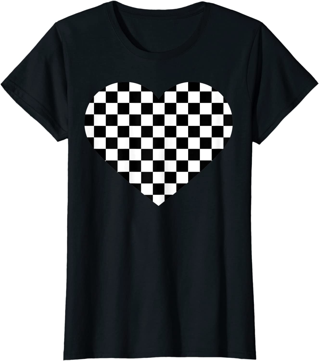 Funny Black White Checkered Gift Cute Women T-Shirt - Walmart.com