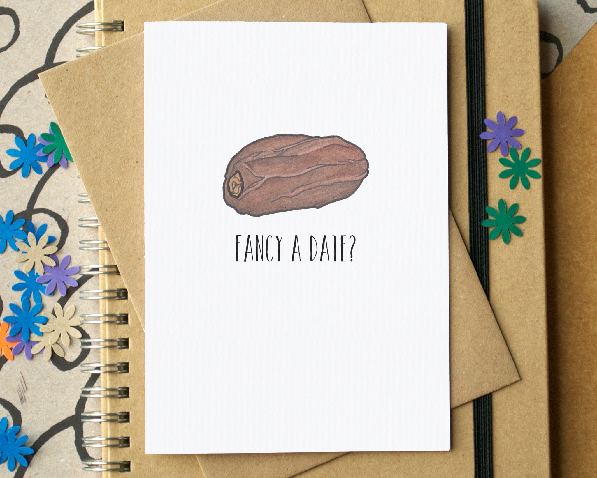 Funny Blank Card - "Fancy a Date?" Cute Date Design - Ideal for Friends ...