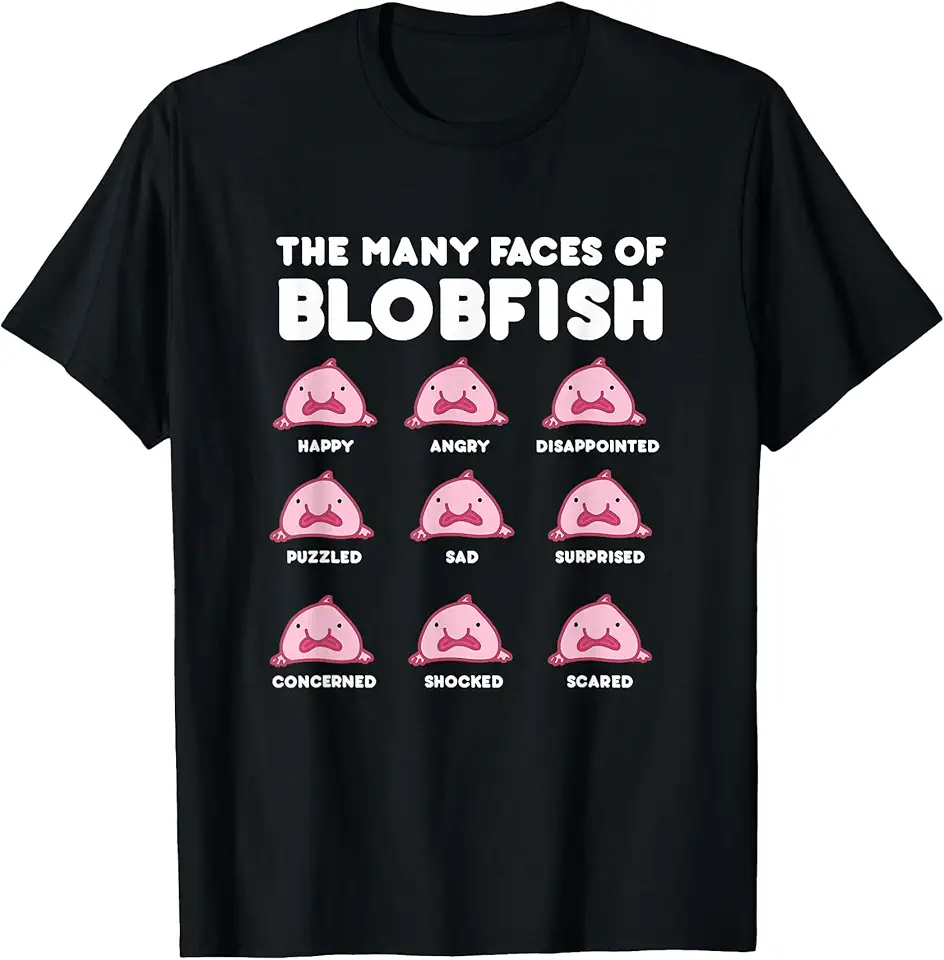 Funny Blobfish Faces Chart Unisex Novelty Gift for Ocean Lovers Graphic ...