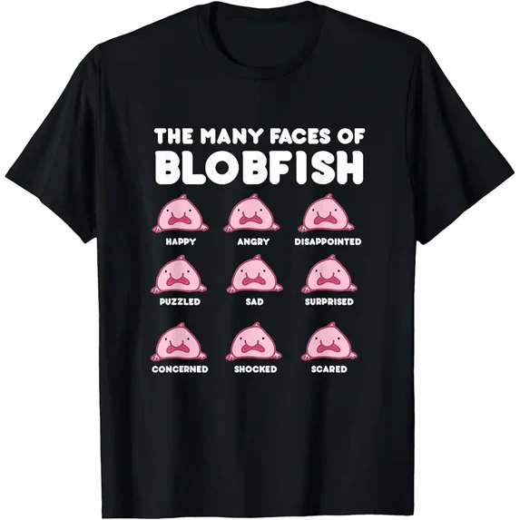 Funny Blobfish Faces Chart Unisex Novelty Gift for Ocean Lovers Graphic ...
