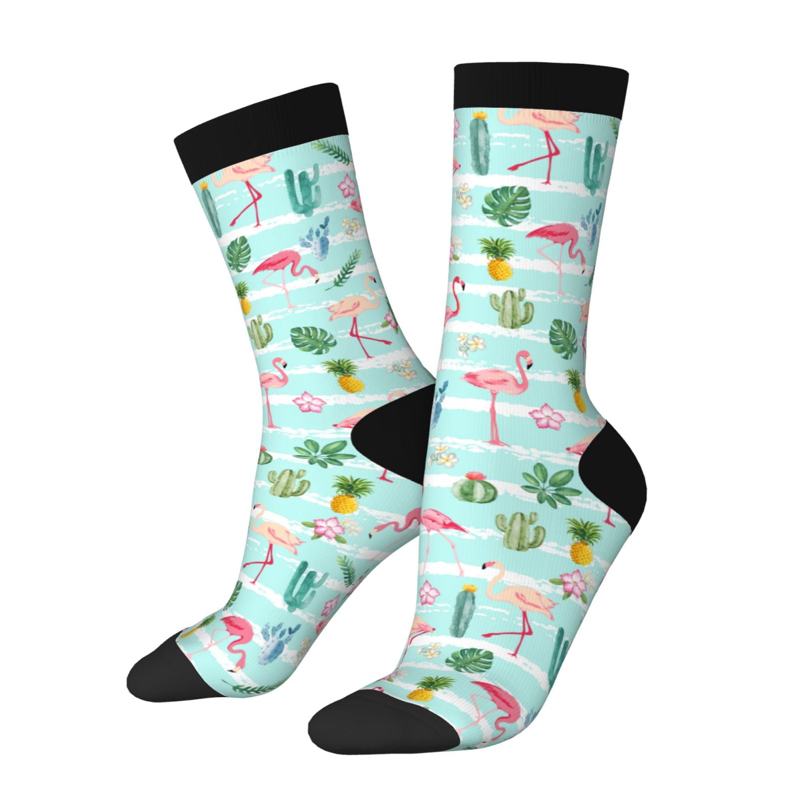 Funny Blue Flamingo Crew Socks, Colorful Novelty Tube Socks For Men ...