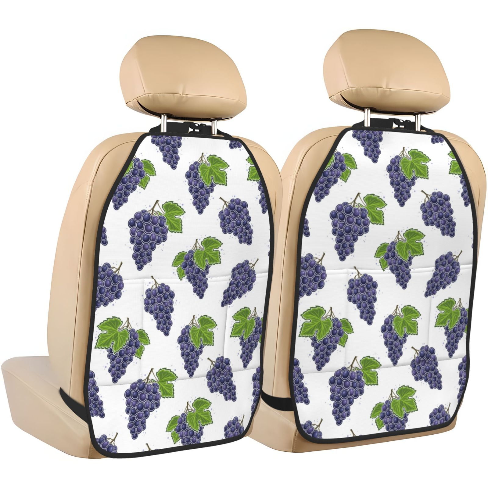 Funny Blue Grape Backseat Car Organizer, 2 Pack Kick Mats Back Seat ...