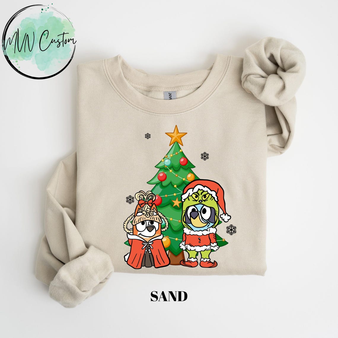 Funny Bluey Grinch Christmas Sweatshirt, Grinchy Christmas Tree Shirt ...