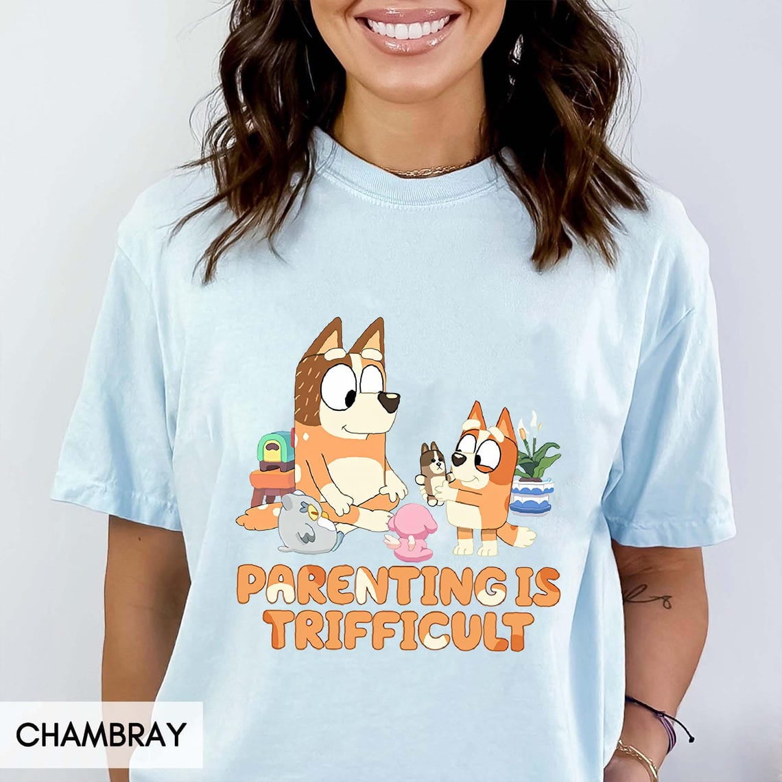 Funny Bluey Parenting is Trifficult Shirt, Funny Mom Life Tee, Mom Life ...