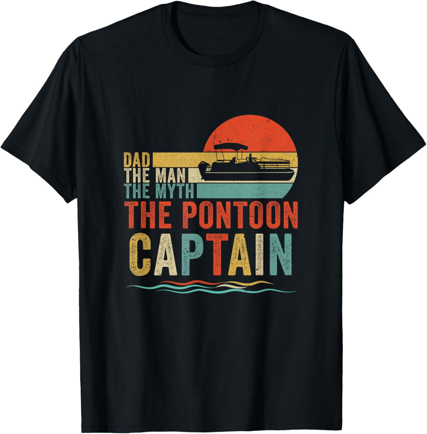 Funny Boat Boating Dad Man Myth Pontoon Captain Men Retro T-Shirt ...