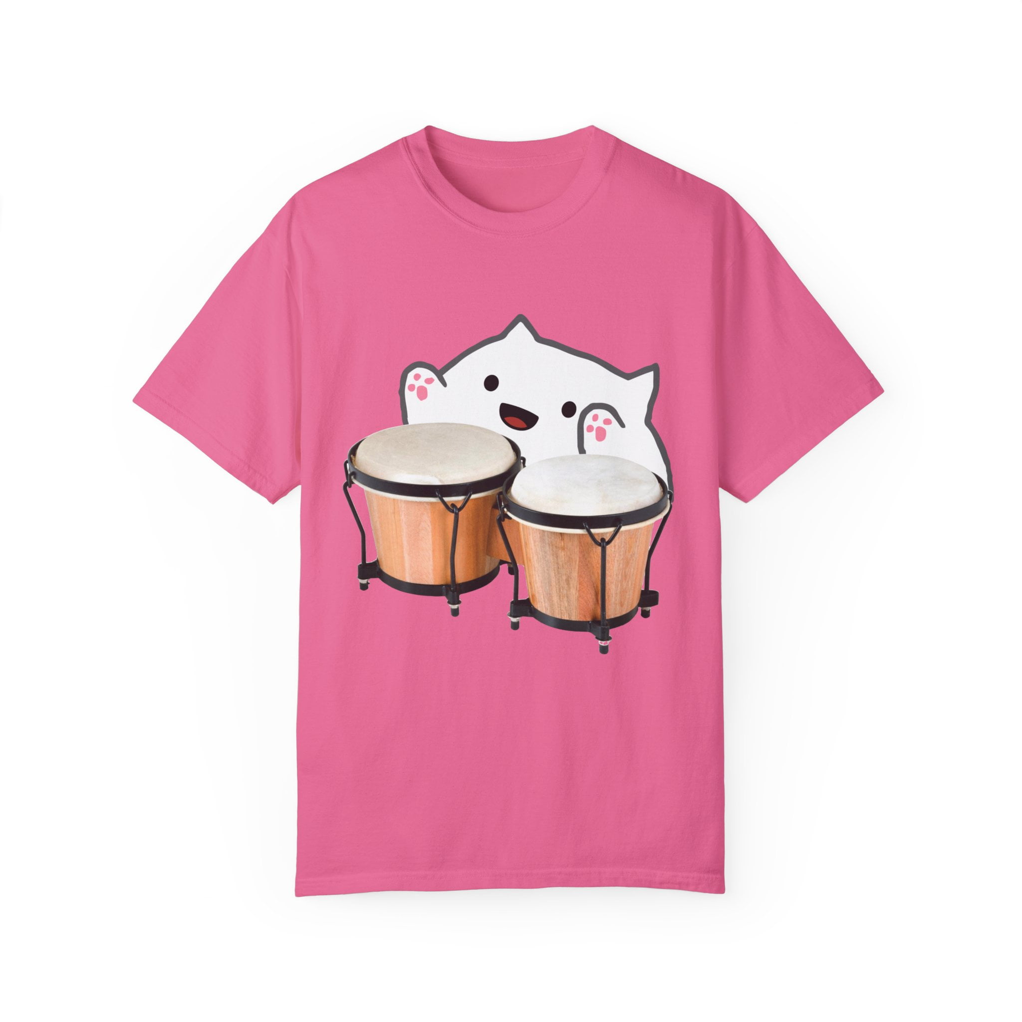 Funny Bongo Cat Cute Musical Instrument Kitten Meme Cartoon Unisex ...