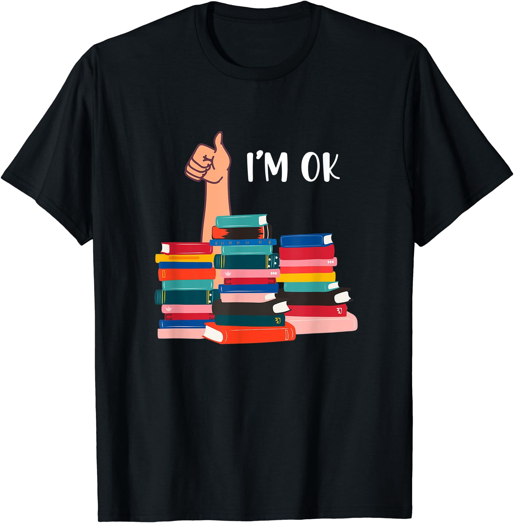 Funny Book Reading T-Shirt with Thumbs Up Hand for Book Lovers ...