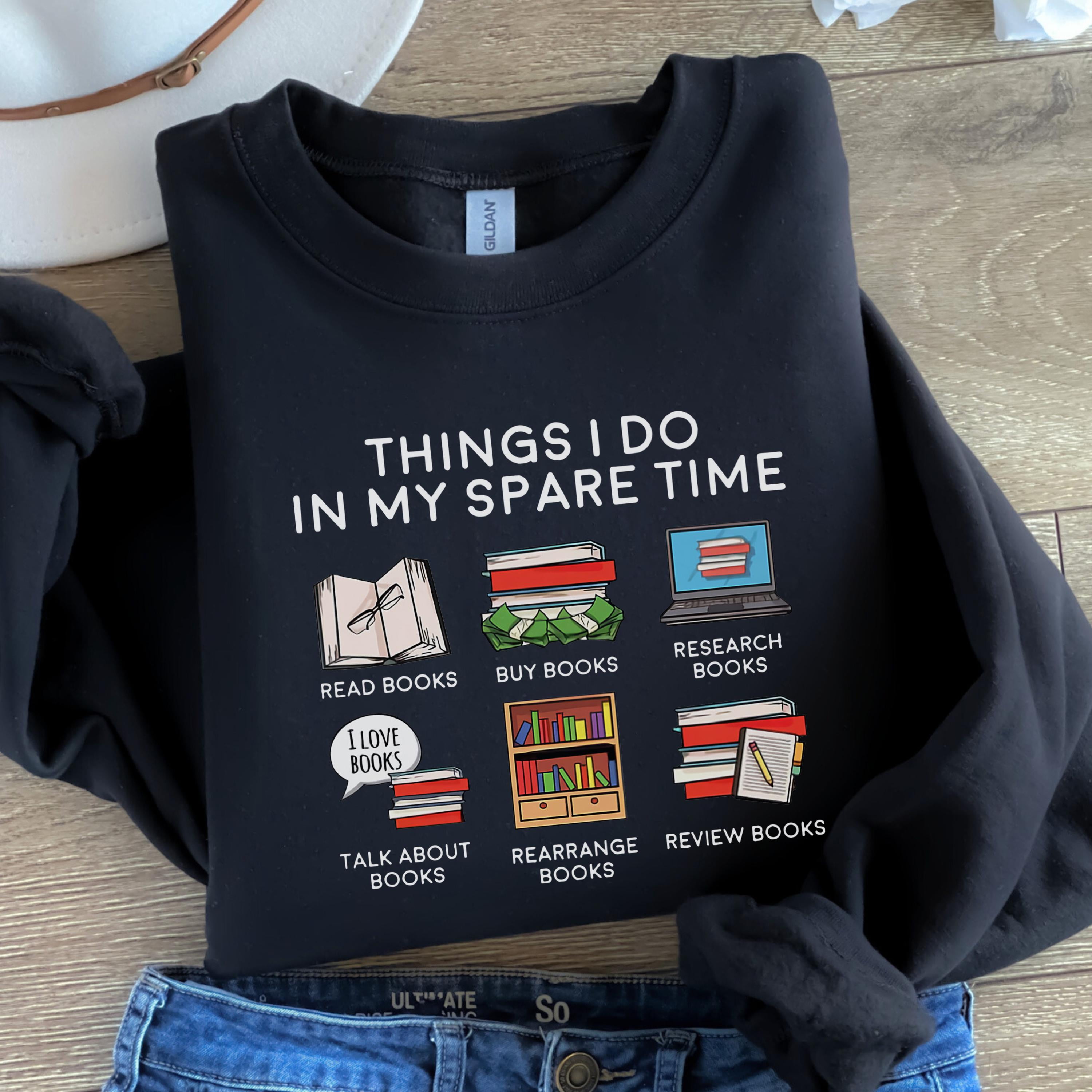 Funny Bookish T-Shirt Things I Do In My Spare Time Reader Gift Bookworm ...
