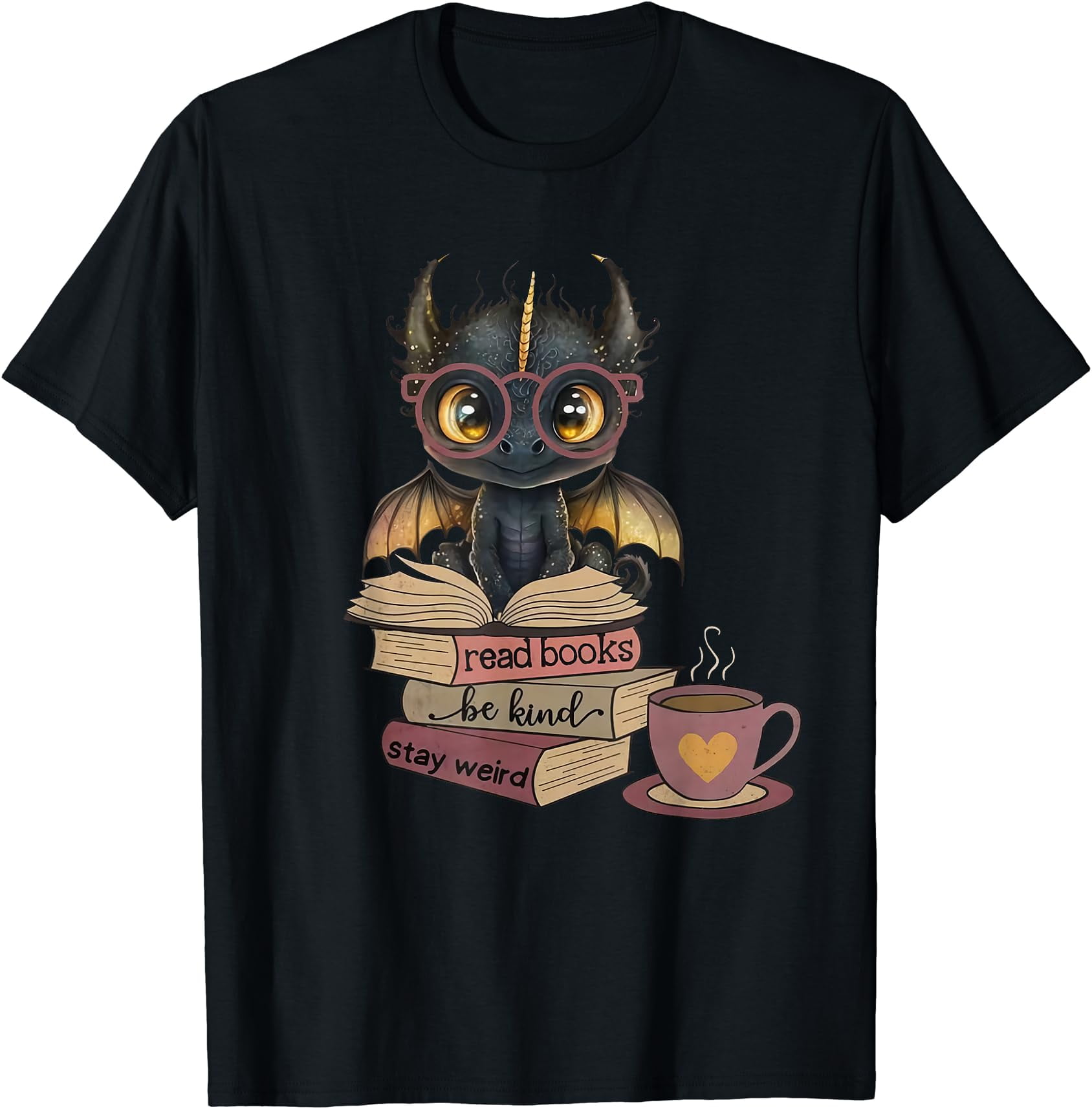 Funny Bookworm Dragon Be Kind Stay Weird Reading T-Shirt for Book ...