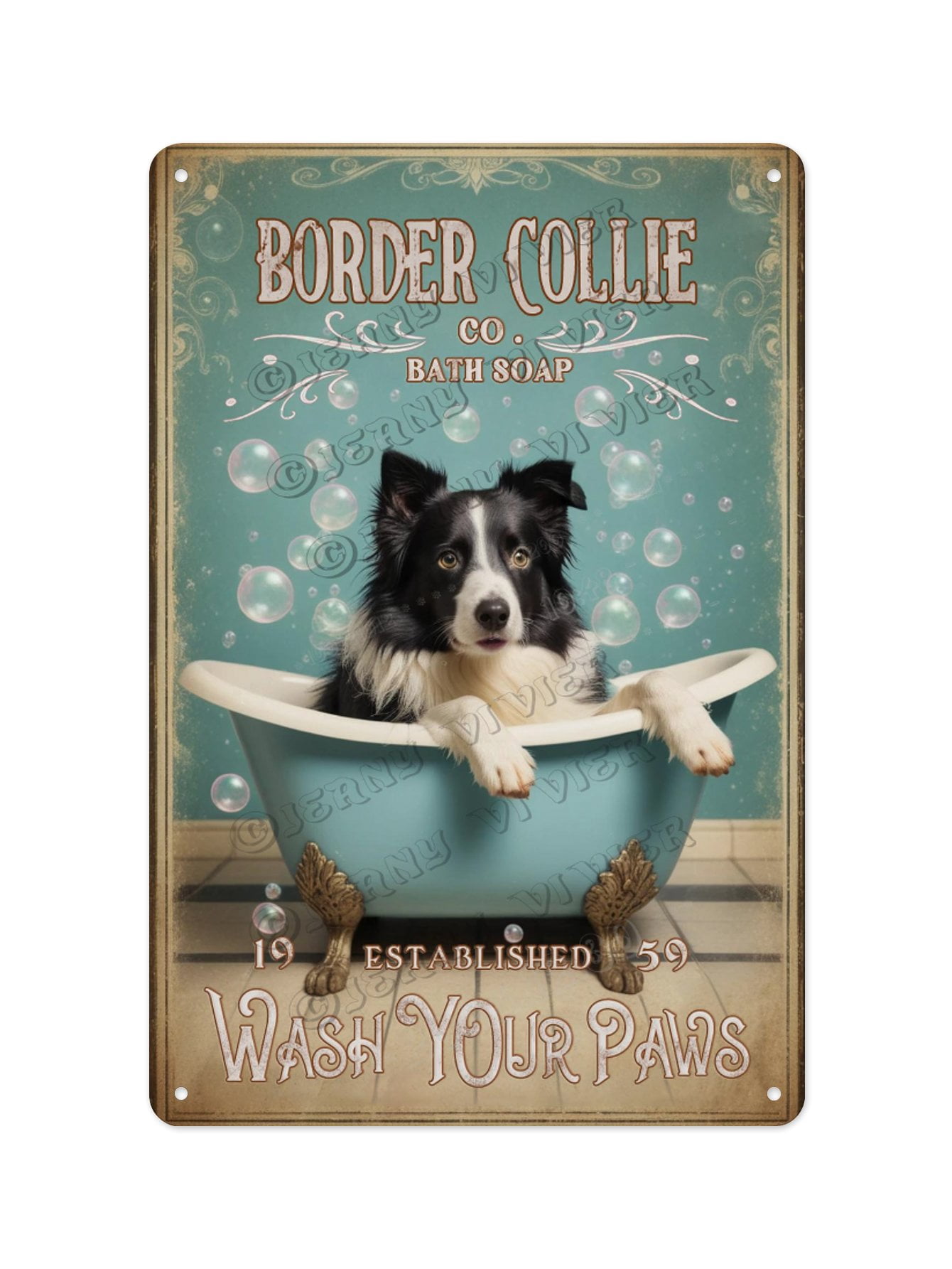 Funny Border Collie Dog Aluminum Sign 12 x 16 Inches - Whimsical Decor ...