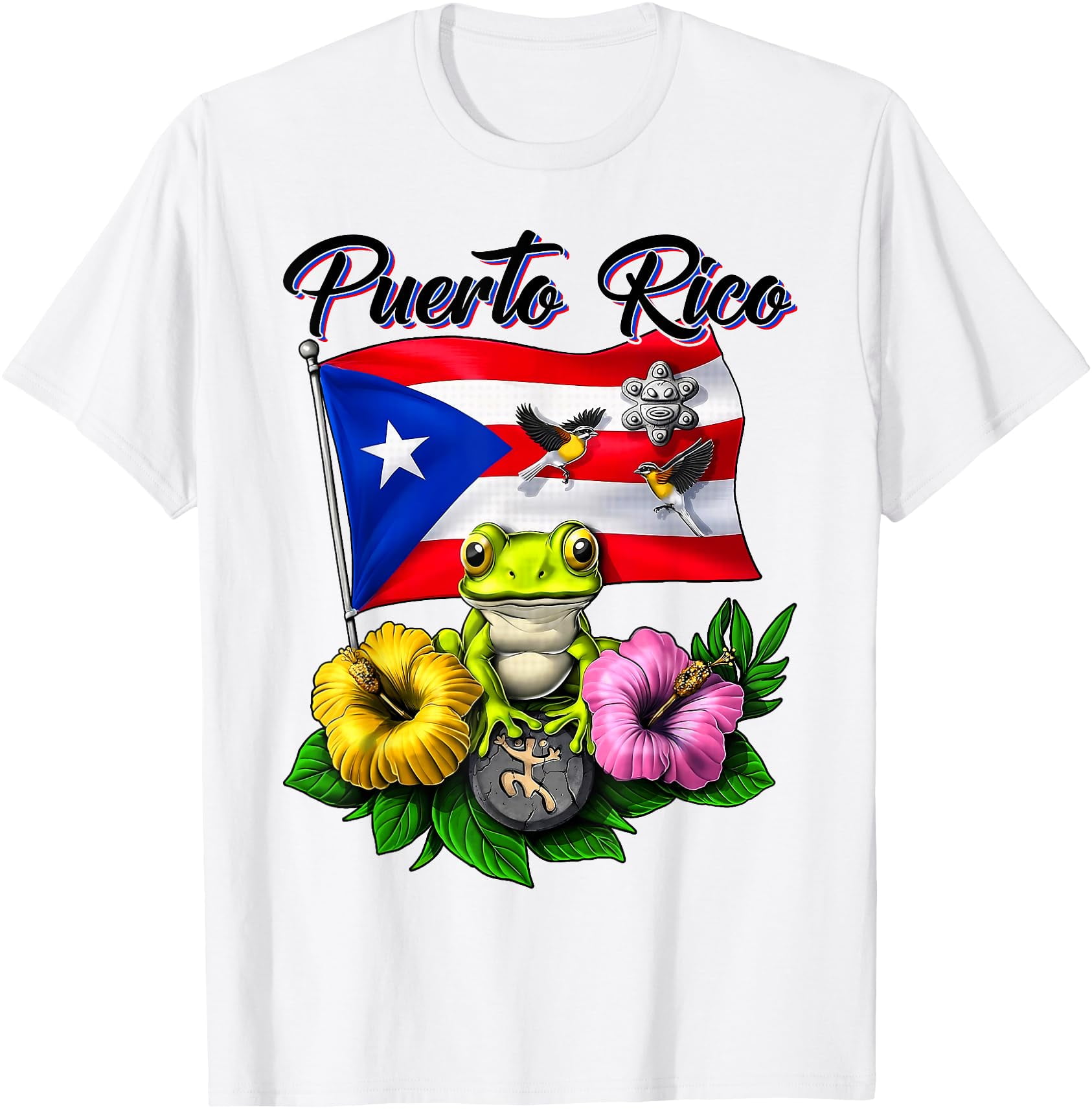 Funny Boricua Coqui Frog Taino Puerto Rico Puerto Rican Flag T-Shirt ...