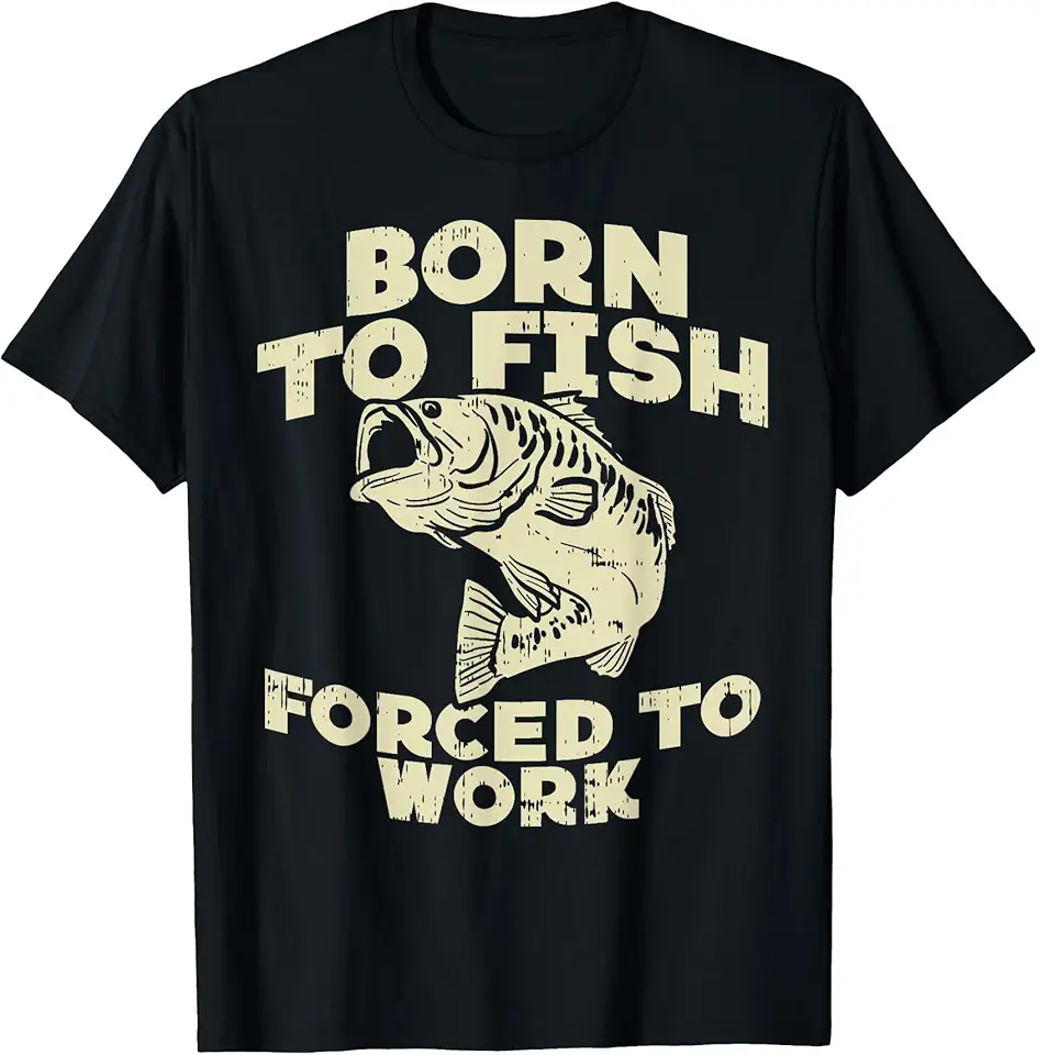 Funny Born To Fish Forced To Work Bass Graphic for Fisherman Men Short ...
