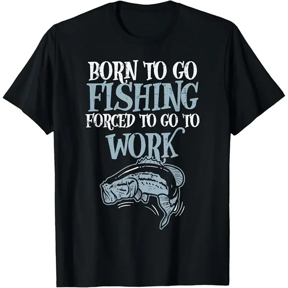 Funny Born to Fish Forced to Work Bass Graphic for Fisherman Men Gift ...