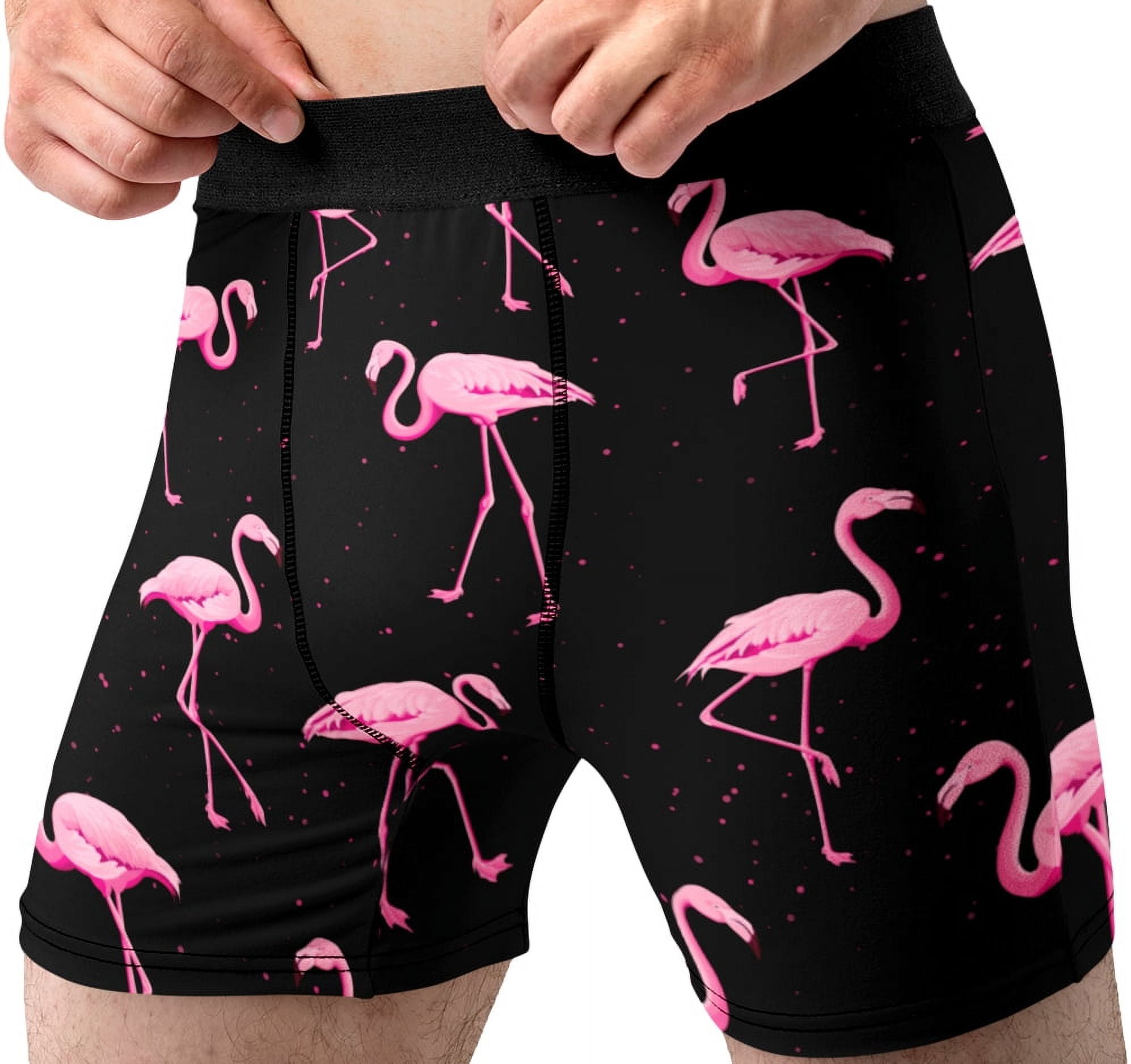 Funny Boxer Briefs for Men Pink Flamingo Novelty Fun Underwear ...