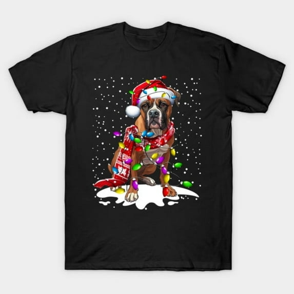 Funny Boxer Dog Lighting Xmas Boxer Christmas Holiday Artwork Print ...