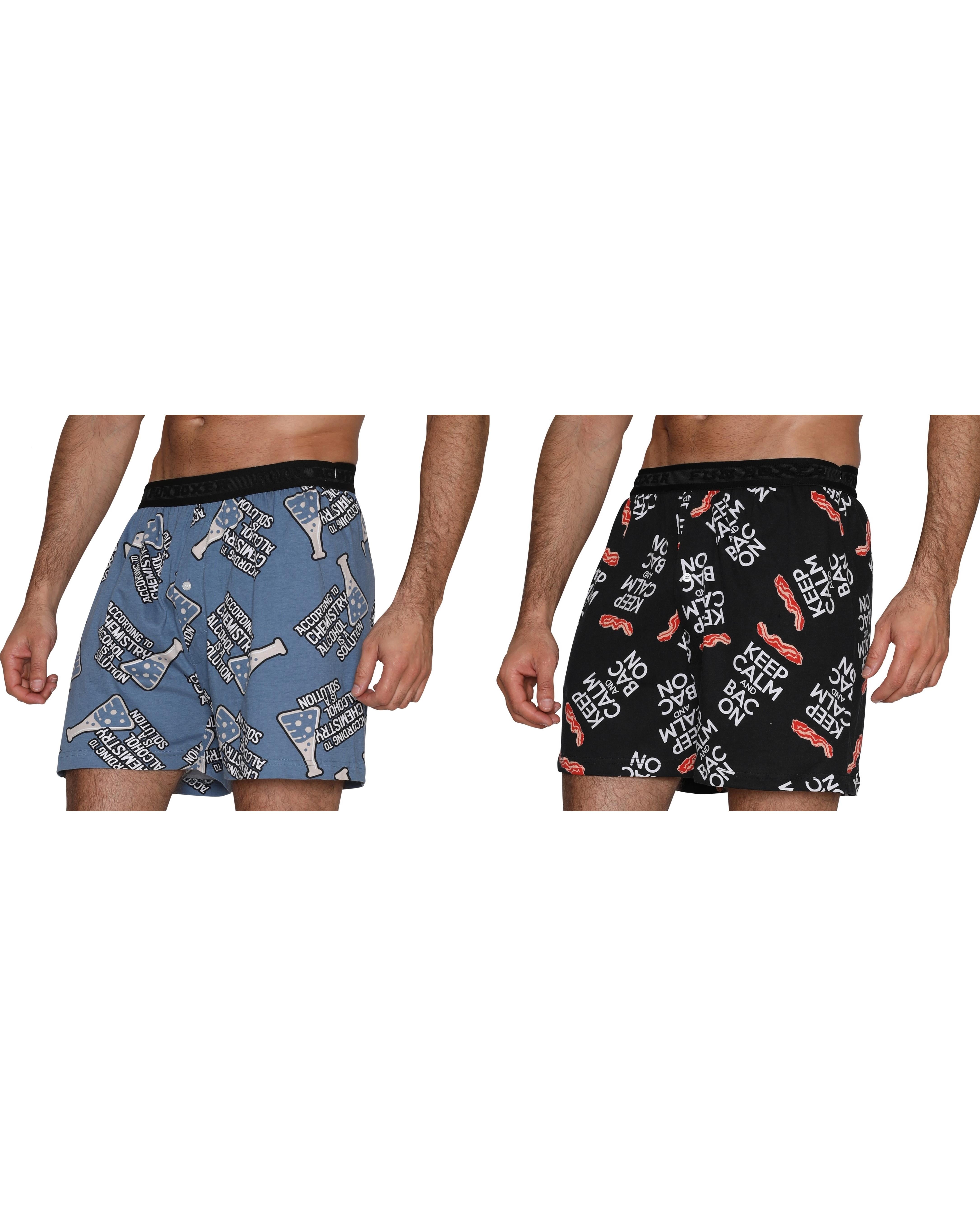 Funny Boxer Mens Underwear Set Fun Underwear 2 Pk Briefs, Bacon, Size ...