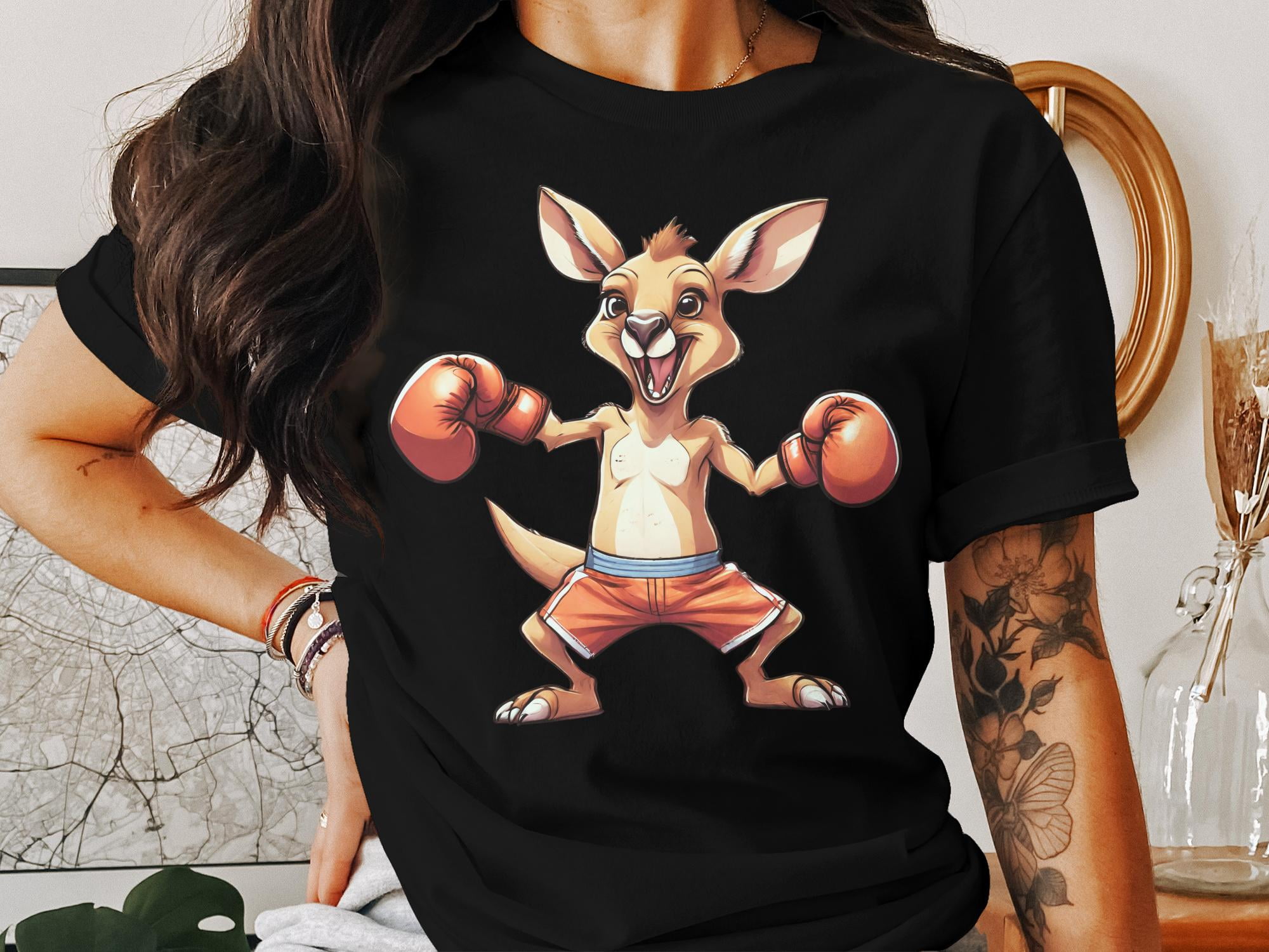 Funny Boxing Kangaroo Lover Fighting Boxer GYM Workout Gift T-Shirt ...