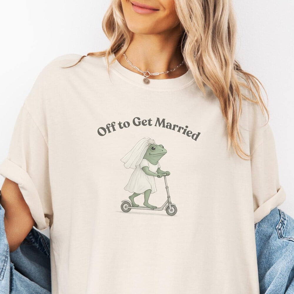 Funny Bride Shirt, Off To Get Married Frog Tee, Weirdcore Bachelorette ...