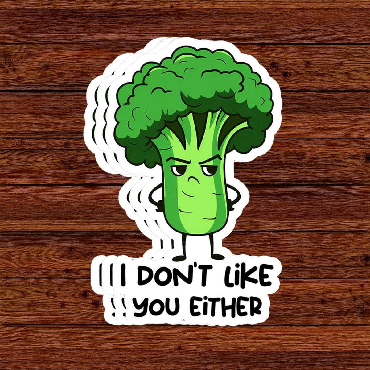 Funny Broccoli I Don't Like You Either Sticker, 3 inches Waterproof ...