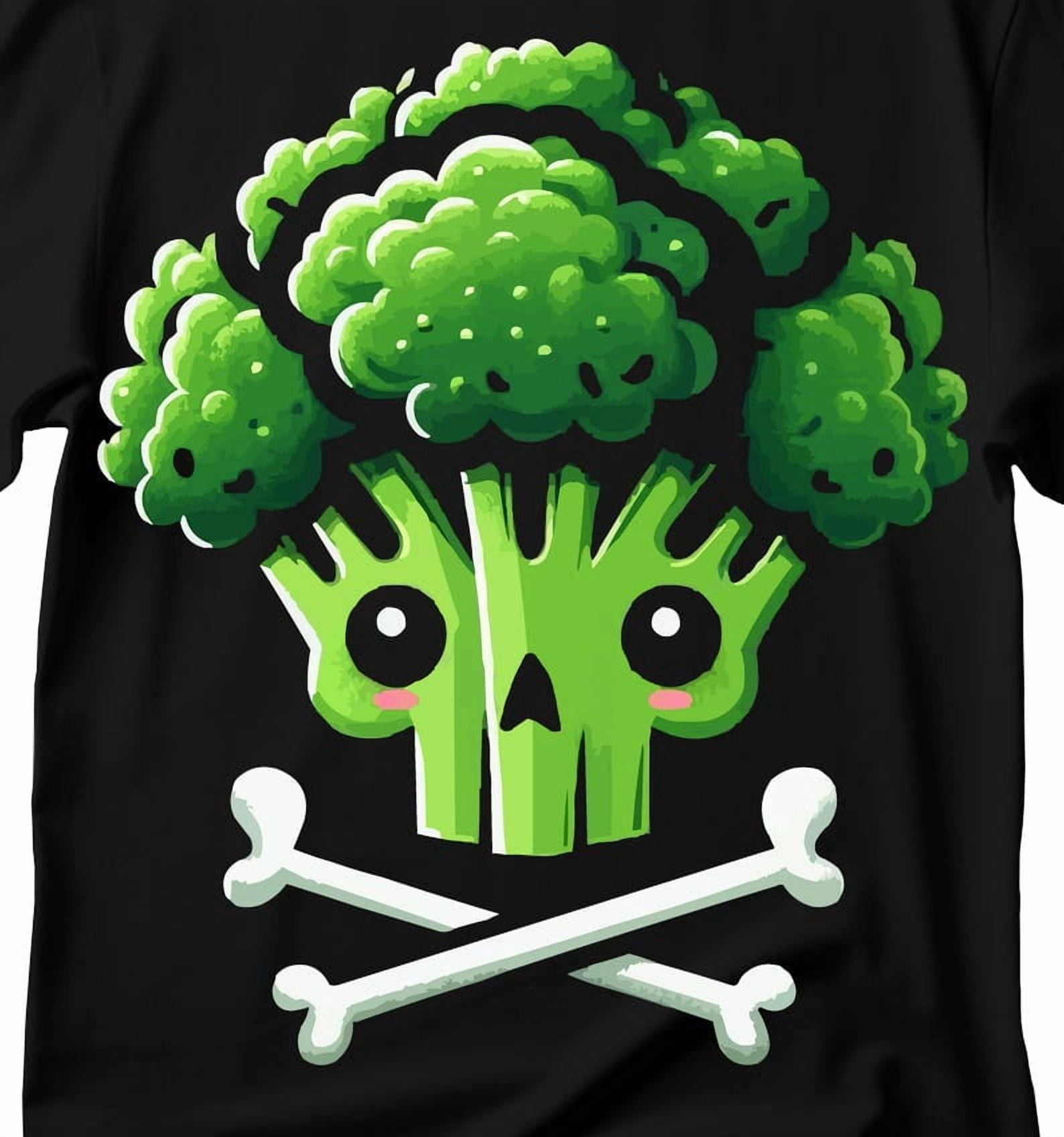 Funny Broccoli T-Shirt, Skull Broccoli T-Shirt, Broccoli T-Shirt ...