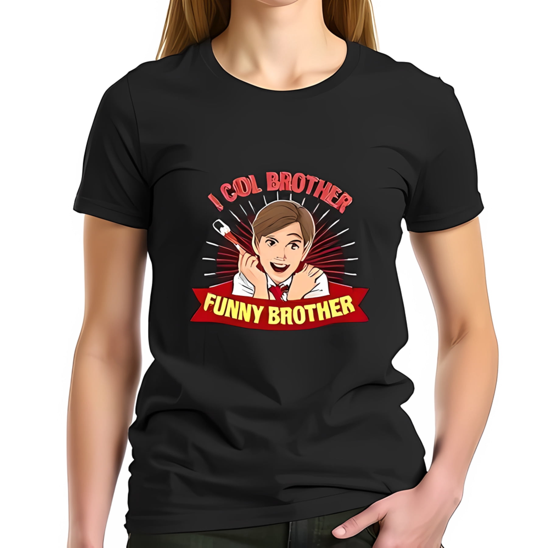 Funny Brother Cotton Short Sleeve T-Shirt - Playful Graphic Design with ...