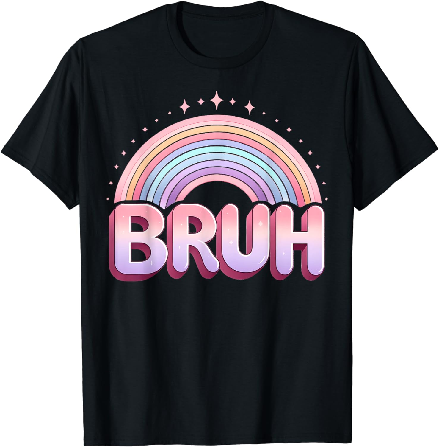 Funny Bruh Women Girls Youth Bruh Rainbow Cute For Kids T-Shirt ...
