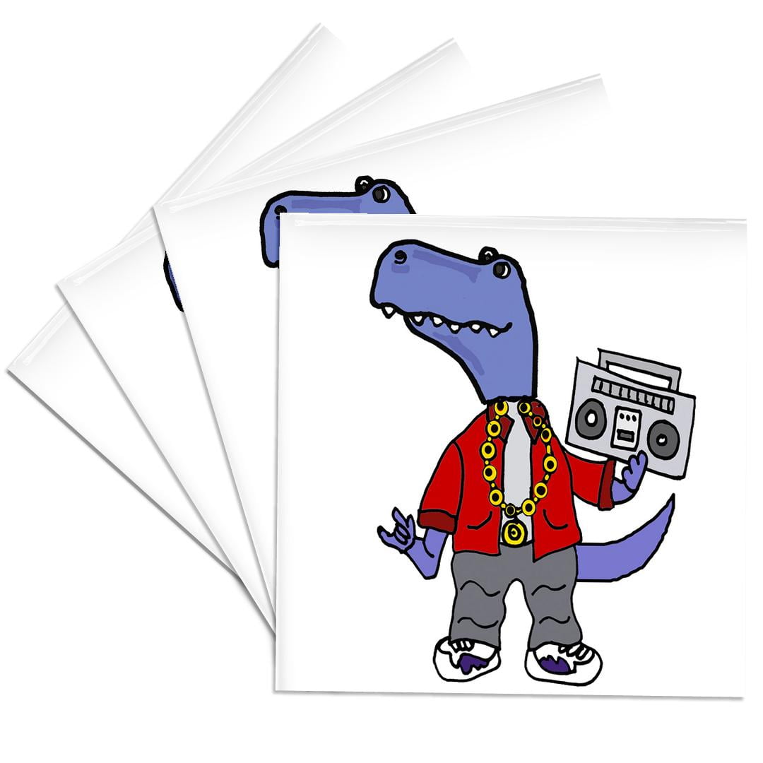 3drose, Funny Bue T-rex Dinosaur Rapper Listening to Rap Music Cartoon ...