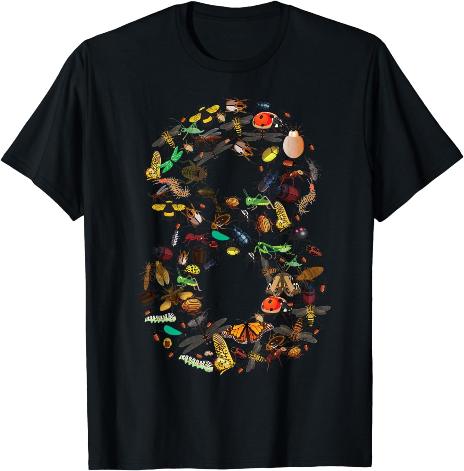 Funny Bugs 8th Birthday Gift | Cute 8 Years Old Boy Girl Kid T-Shirt ...