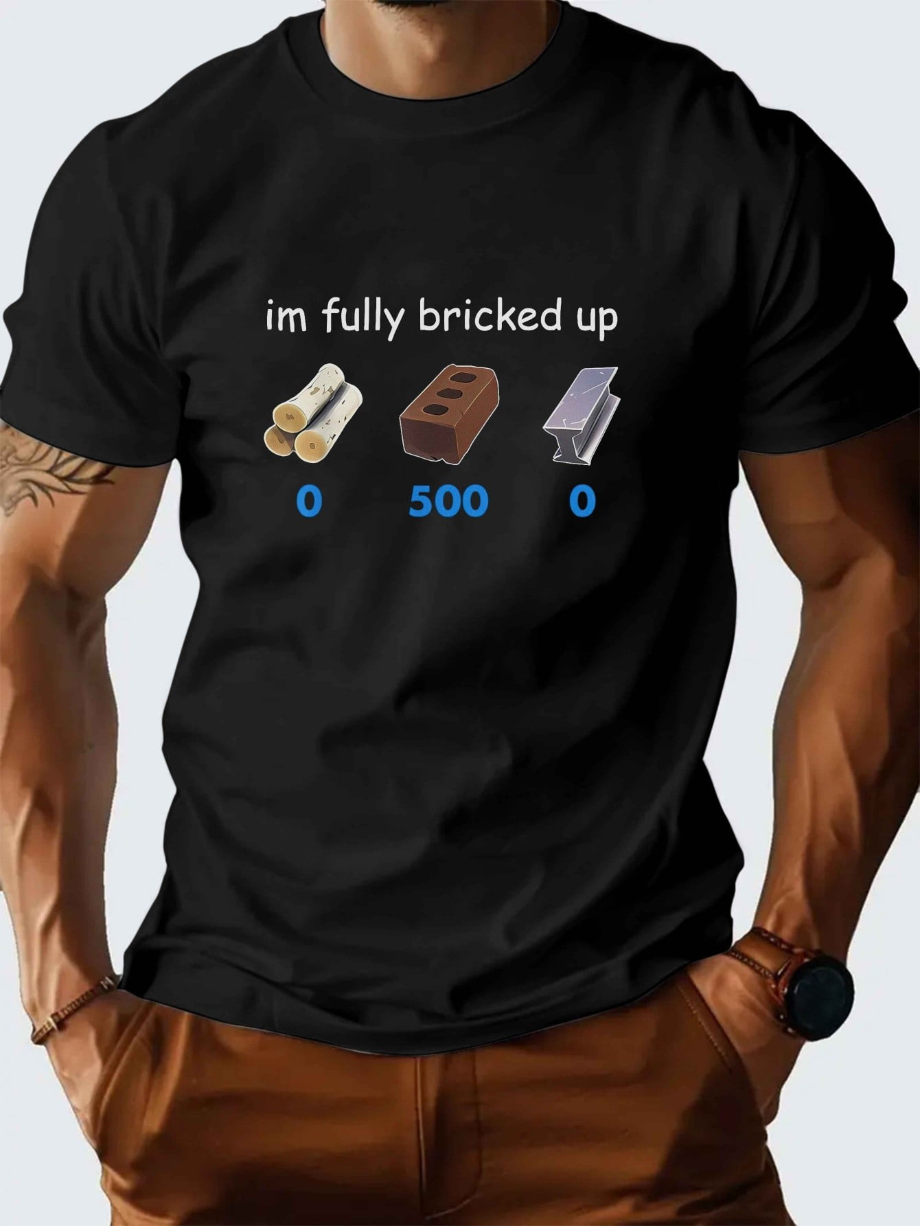 [Funny Building Blocks Tee] Humorous Graphic Tee - Men's "I'm Fully ...
