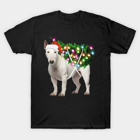 Funny Bull Terrier Dog Xmas Tree Lighting Christmas Holiday Artwork ...