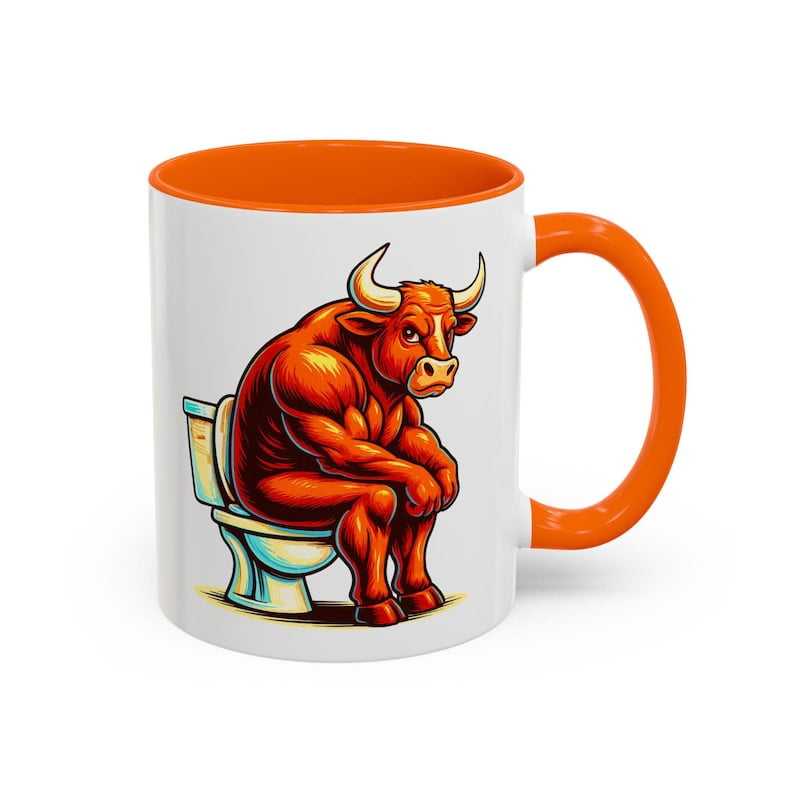 Funny Bull on Toilet Mug Hilarious BatH1Room Humor Coffee Cup, Gag Gift ...
