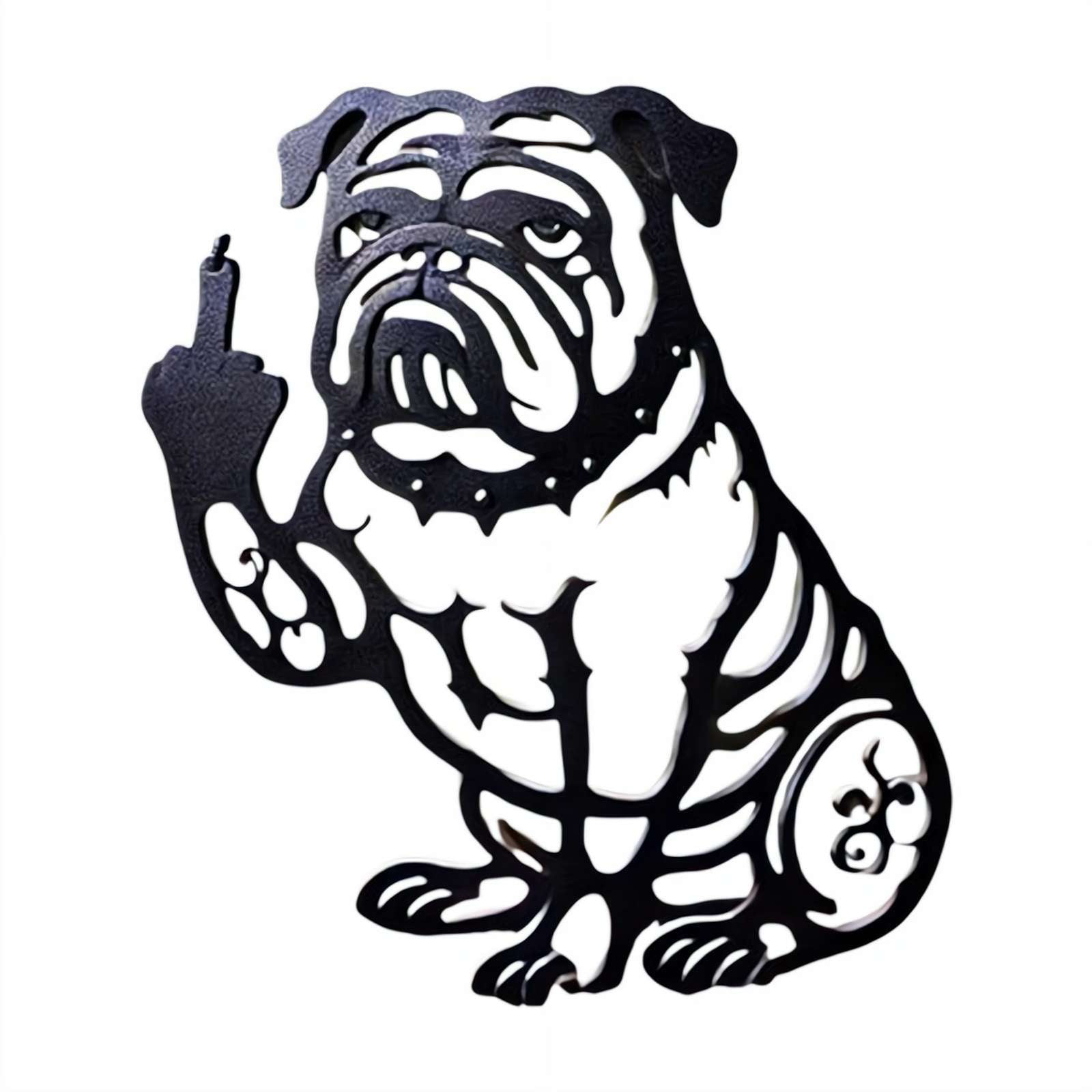 Funny Bulldog Metal Garden Decor,French Finger ,Black Dog Silhouette ...