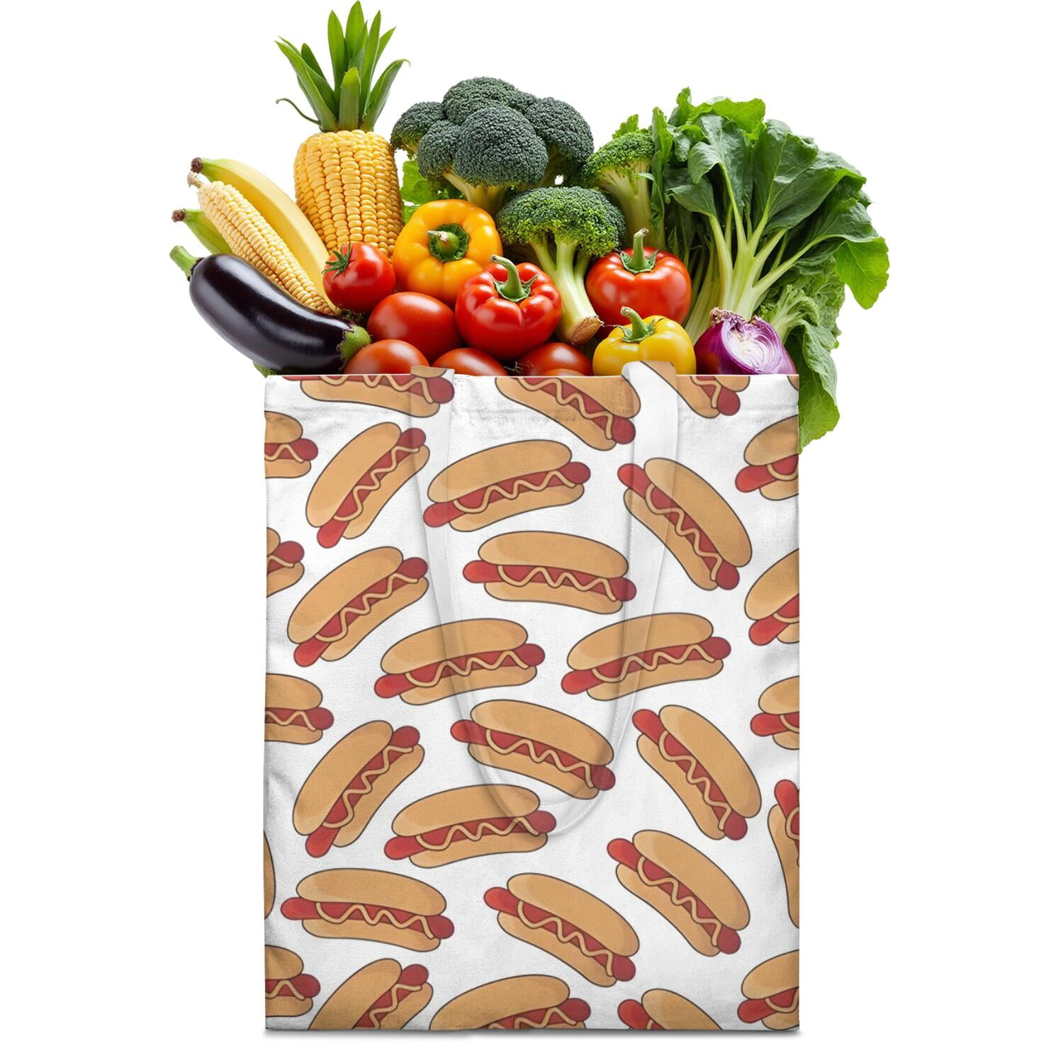 Funny Burger & Fast Food Print Canvas Tote Bag – Retro Kawaii Reusable ...