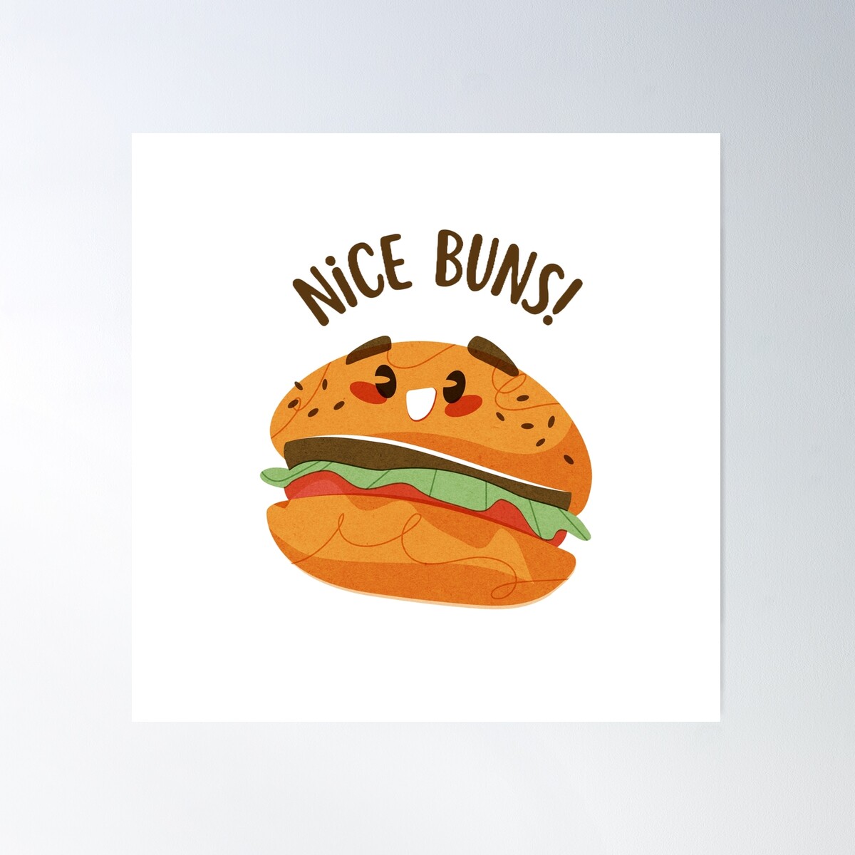 Funny Burger Nice Buns Poster Wall Art, Modern Wall Decor For Living ...