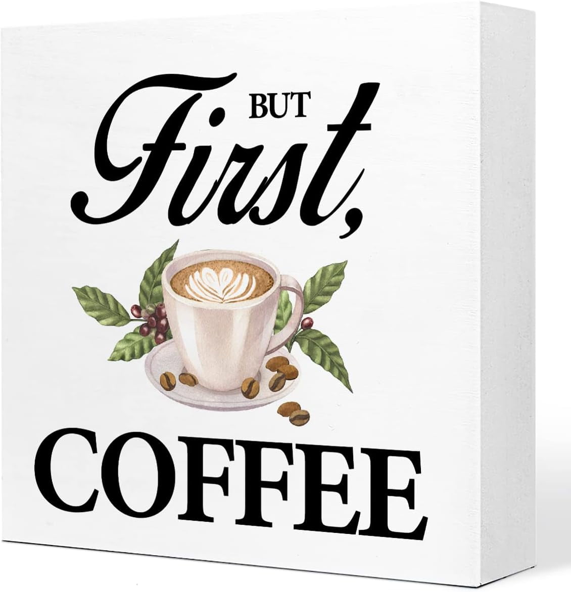 Funny But First Coffee Wood Block Sign Desk Decor,Rustic Hot Coffee ...