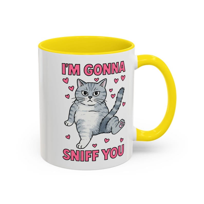 Funny C1At Mug I'm Gonna Sniff You, Cute Grey Tabby Meme Coffee Cup ...
