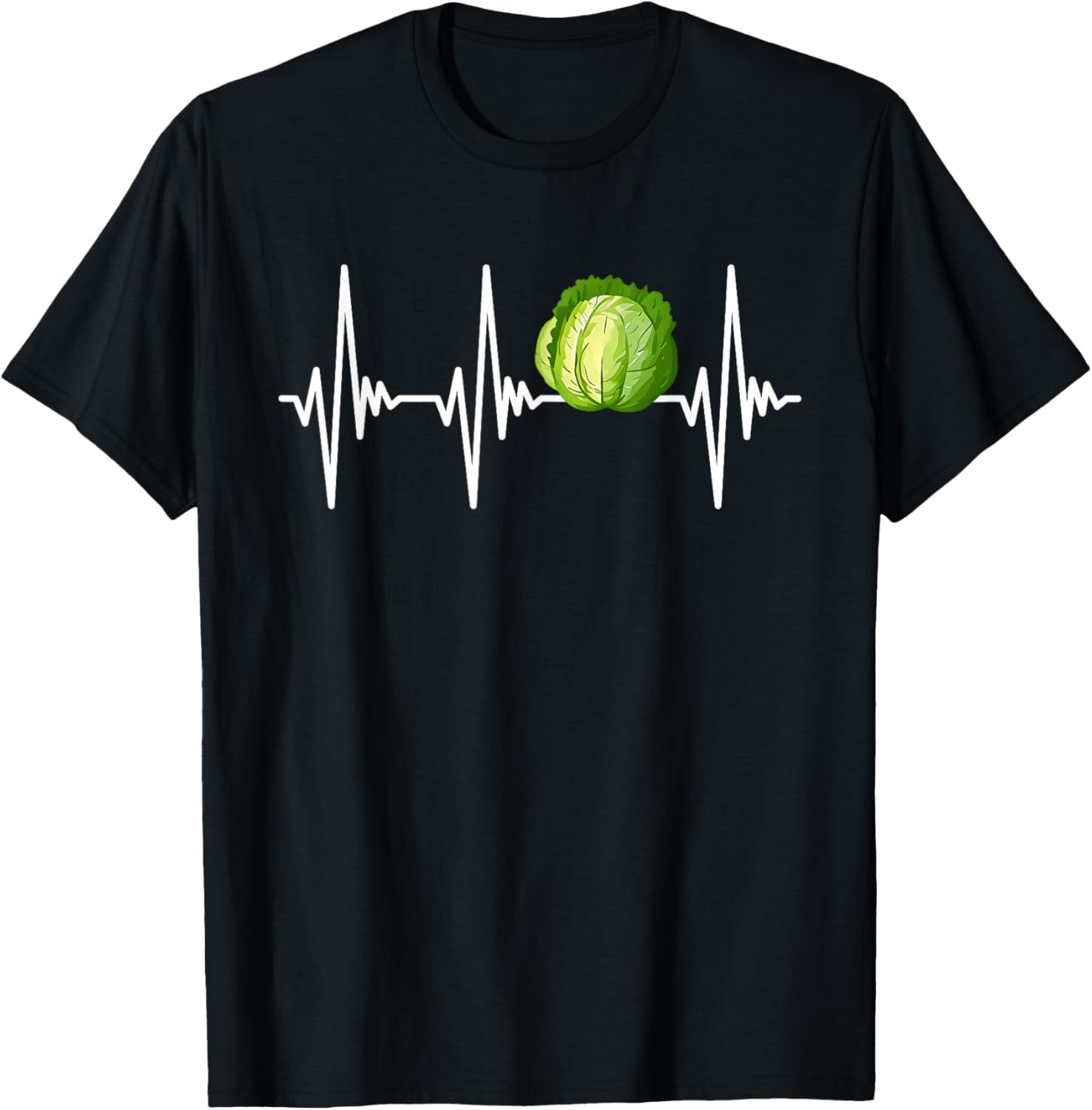 Funny Cabbage Heartbeat Design For Cabbage Lovers Men Women T-Shirt ...