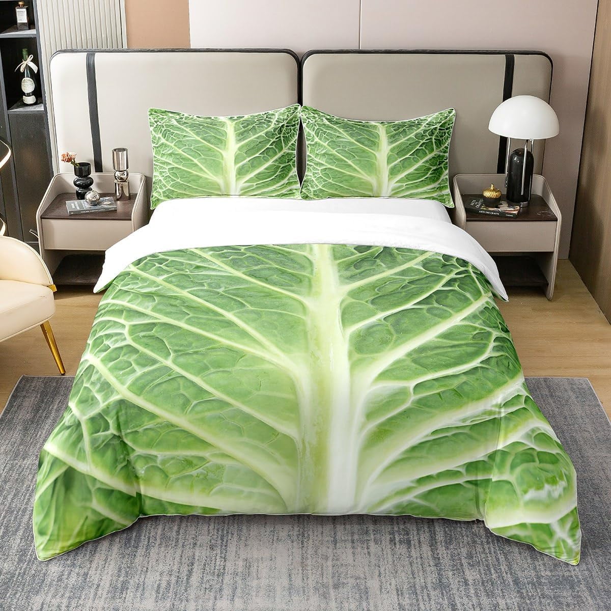 Funny Cabbage Leaf Duvet Cover For Kids Boys Girls,Green Lettuce Leaf ...