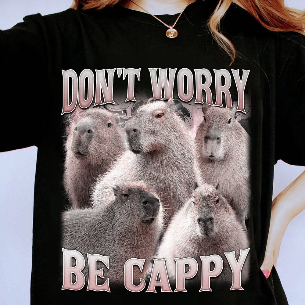 Funny Cabybara Don't Worry Be Cappy Shirt Capybara Shirt, Vintage ...